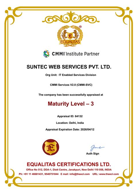 Suntec India Is A Cmmi Level 3 Certified Company