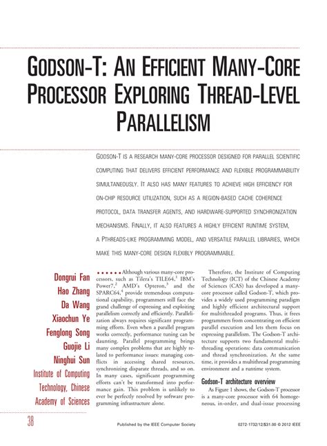 Pdf Godson T An Effcient Many Core Processoor Exploxing