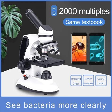 Adult Optical Monocular Microscope 40x 2000x Magnification Dual Led Illumination High Power