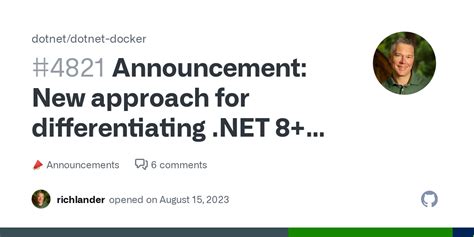 Announcement New Approach For Differentiating Net 8 Images · Dotnet Dotnet Docker