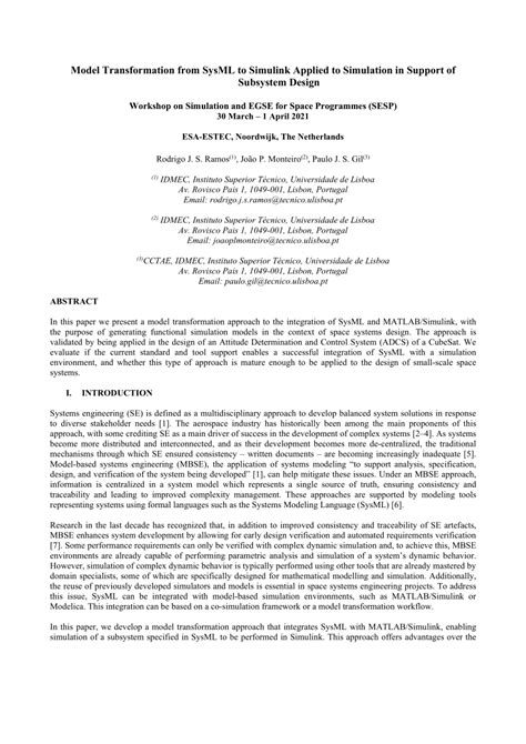 Pdf Model Transformation From Sysml To Simulink Applied To Simulation