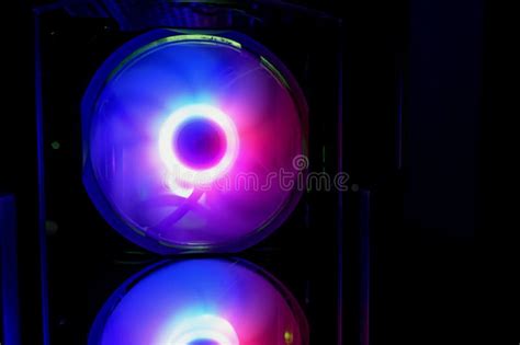 Computer Cooler With RGB LED Light Computer Circuit Board And CPU Cooling Fans Illuminated