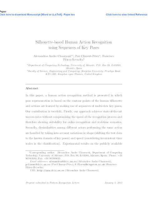 Pdf Silhouette Based Human Action Recognition Using Sequences Of Key Poses