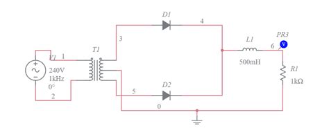 Full Wave Rectifier With Inductive Filter Multisim Live