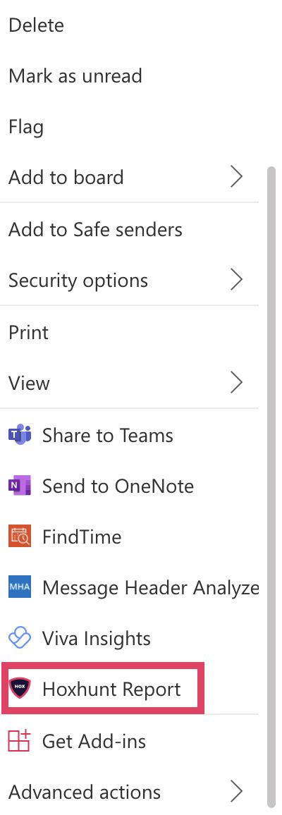 locating hoxhunt in outlook hoxhunt