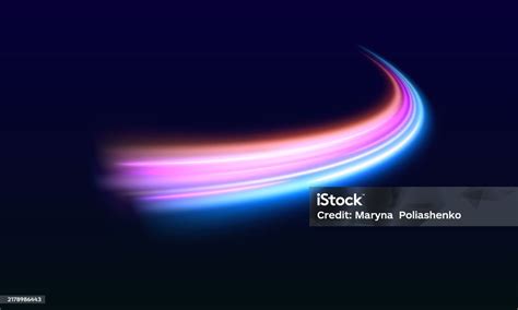 나뭇가지 나선형 및 호 형태의 얇은 선으로 만들어진 로우 폴리 디자인의 큰 세트입니다 고속도로 자동차 헤드 라이트 효과 빛나는