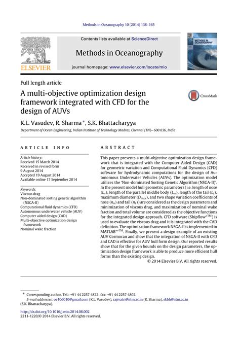Pdf A Multi Objective Optimization Design Framework Integrated With