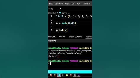 Remove Duplicate Elements In Python Coding Programming Shorts Codewithharry Gaming Youtube
