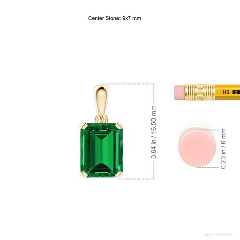 Prong Set Emerald Cut Lab Grown Emerald Solitaire Pendant