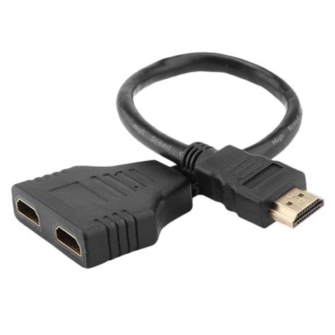 Hdmi Splitter One In Two Hdmi Male To Double Female Adapter Cable One For Two Converter Supports