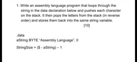 Solved 1 Write An Assembly Language Program That Loops