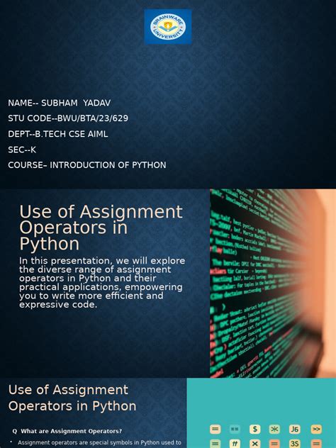 Use Of Assignment Operators In Python 629 Pdf Python Programming Language Arithmetic