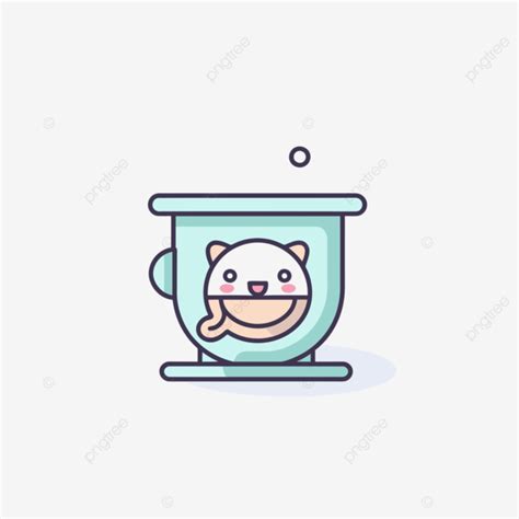 만화 고양이가 컵에 앉아 있다 벡터 흰색 바탕에 귀여운 변기 훈련을 묘사한 직계 아이콘 Flaticon 및 드리블에 의한 벡터 일러스트 비핸스 Hd Png 일러스트