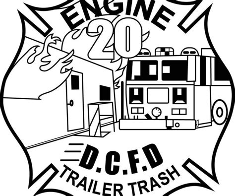 Artstation Engin 20 Dcfd Traiiler Trash Fire Dept Patch Vector File Black White Vector Outline