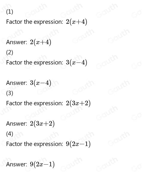 Solved Factorise Fully The Following A 2x 8 B 3x 12 C 6x 4 D 18x 9 [math]
