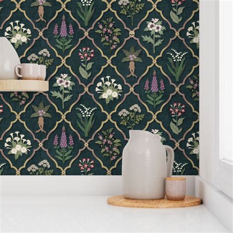 Poisonous Plants Traditional Botanical Wallpaper Spoonflower