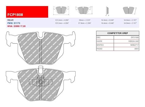 Ferodo Fcp1808 Brake Pad Set Of 4 Pieces Rear For Bmw