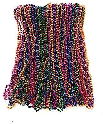 Assorted Mardi Gras Beads 33 Inch 7mm 6 Dozen 72 Necklaces Mardi