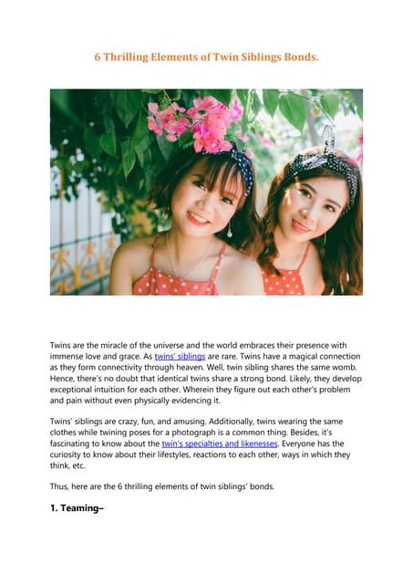 6 Thrilling Elements Of Twin Siblings Bonds Pdf