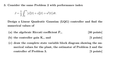 Solved Consider The Same Problem With Performance Index Chegg