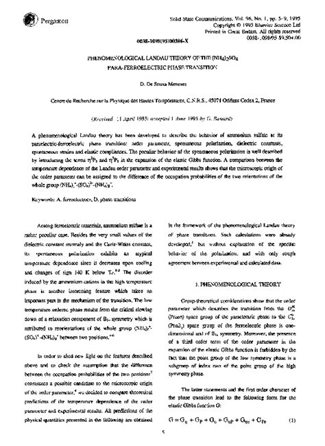 Pdf Phenomenological Landau Theory Of The [nh4]2so4 Para