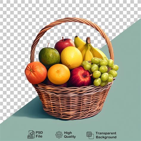 투명한 배경에 과일 바구니 Png 파일을 포함 프리미엄 Ai 생성 Psd