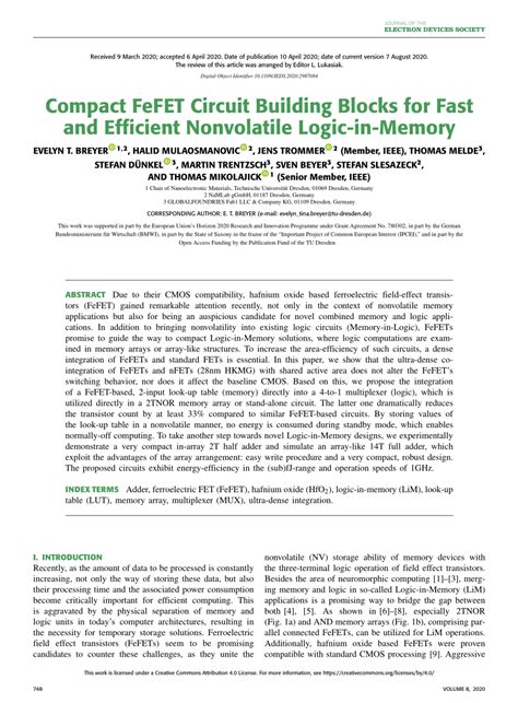 Pdf Compact Fefet Circuit Building Blocks For Fast And Efficient