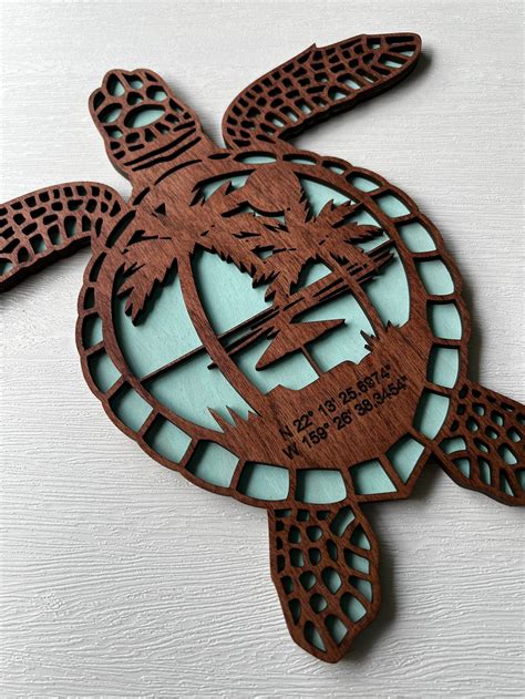Beach Scene Turtle Art Coordinates Turtle Custom Sea Turtle Etsy