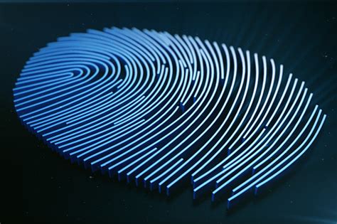 지문 스캐닝 식별 시스템 지문 스캔 생체 인식 Id와 보안 액세스를 제공합니다 3d 렌더링입니다 3d 스캔에 대한 스톡 사진 및