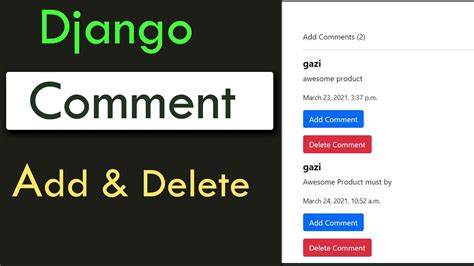 Build Complete Comment Section In Django Product Management Website Add And Delete Youtube
