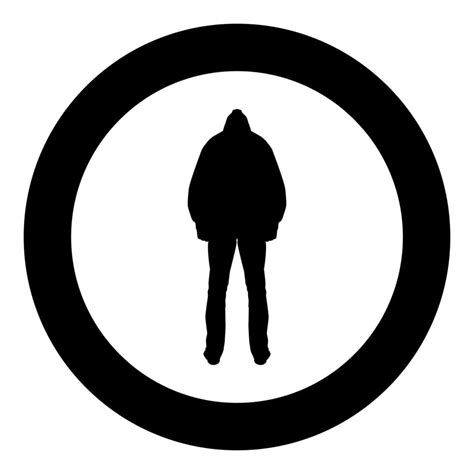 Man In The Hood Concept Danger Silhouette Back Side Icon Black Color Illustration In Circle