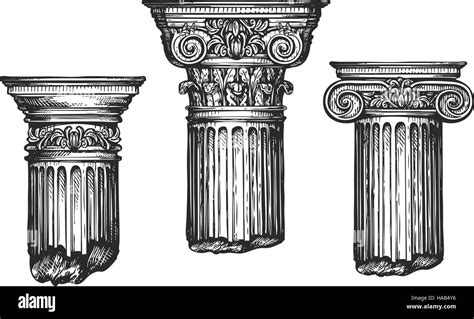 Hand Drawn Set Architectural Classical Orders Sketch Vector
