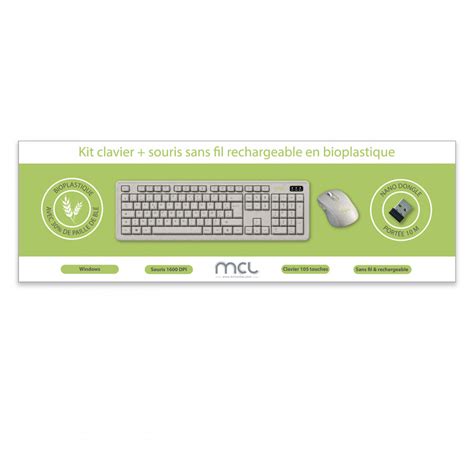 Kit Clavier Souris Sans Fil Rechargeable Bioplastique ColorBox