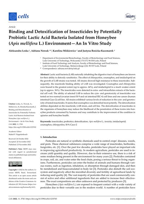 Pdf Binding And Detoxification Of Insecticides By Potentially