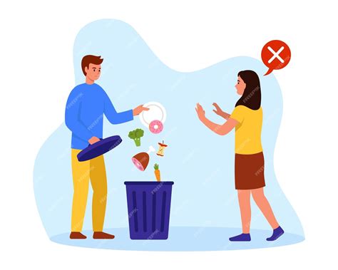 Premium Vector | Vector illustration of trashing spoiled food waste Cartoon scene of a girl ...