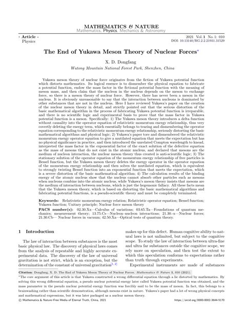 Pdf The End Of Yukawa Meson Theory Of Nuclear Forces