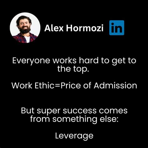 Alex Hormozi On Linkedin Volume X Leverage Output Leverage Is The