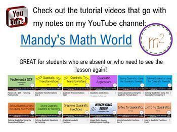 Distance Learning Introduction To Quadratic Functions By Mandy S Math World