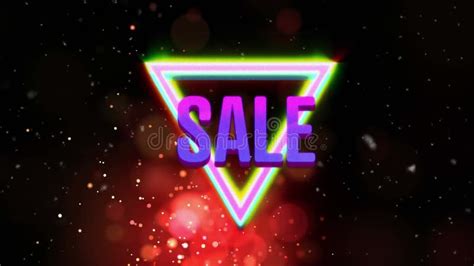 Animation Of Sale Text Over Neon Triangle And Glowing Spots Stock Footage Video Of
