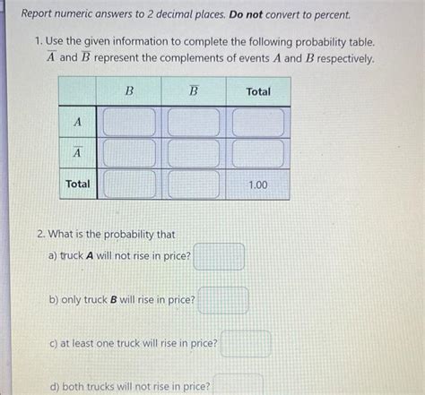 solved report numeric answers to 2 decimal places do not