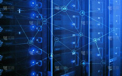 以抽象的网络结构和服务器机房为背景的电信概念。素材 花瓣网