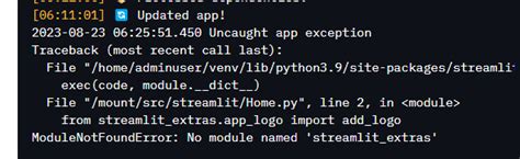 modulenotfounderror no module named streamlit extras community cloud streamlit