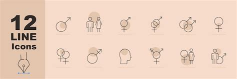 Набор гендерных символов включая мужские женские трансгендерные интерсексуальные и парные