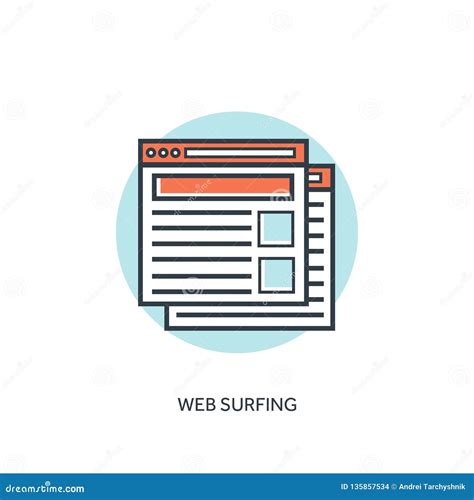 Flat Lined Web Browser Windows Icon Internet Surfing Stock Vector