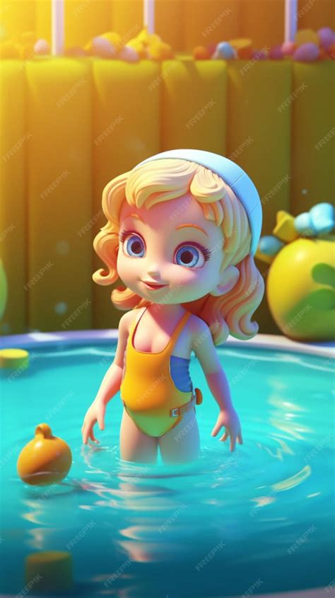 Premium Photo A Close Up Of A Cartoon Girl In A Bathing Suit In A
