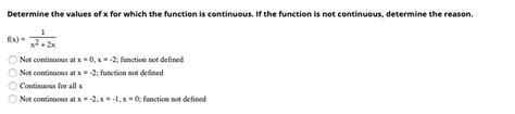 Solved Determine The Values Of X For Which The Function Is