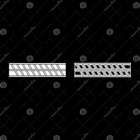 Reinforcement Bar Rebar Ribbed Metal Rod Set Icon White Color Vector Illustration Image Solid