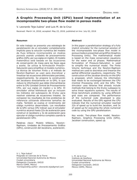 Pdf A Graphic Processing Unit Gpu Based Implementation Of An Incompressible Two Phase Flow