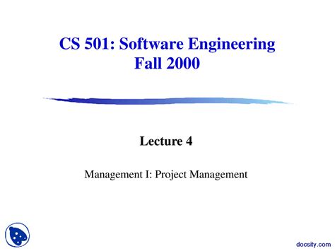 Management I Project Management Software Engineering Lecture Slides Slides Software