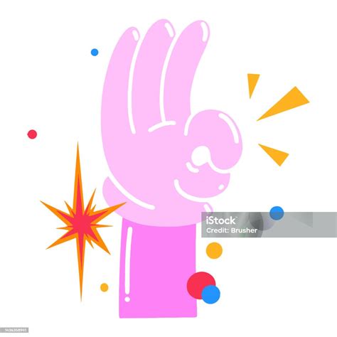 벡터 일러스트 레이 션 손 괜찮아 밝은 손으로 그려진 추상 만화 아이콘 어린이 스타일의 플랫 만화 캐릭터 오케이에 대한 스톡 벡터 아트 및 기타 이미지 Istock